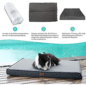 Tail Stories Outdoor All Weather Dog Bed, Waterproof Dog Bed for Large Dogs, Orthopedic Egg Foam Pet Bed with Washable and Removable Oxford Cooling Cover