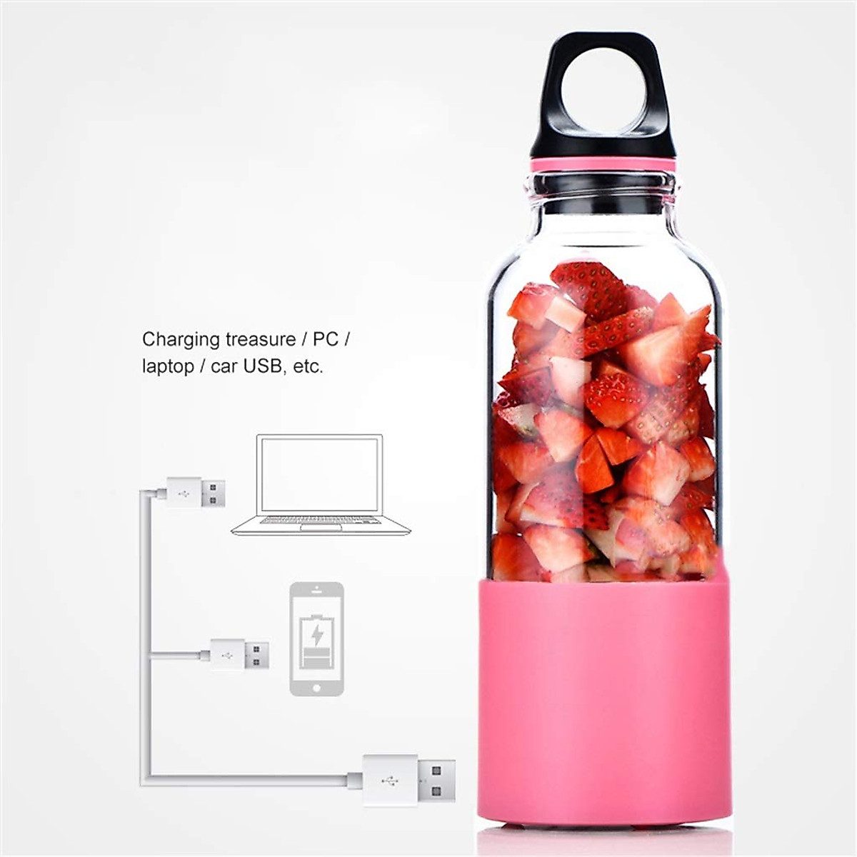 500ml Portable Blender Mini Electric Juicer Cup Orange Maker Smoothie Blender Juice Extractor Vegetables Fruit Mixer (Green)