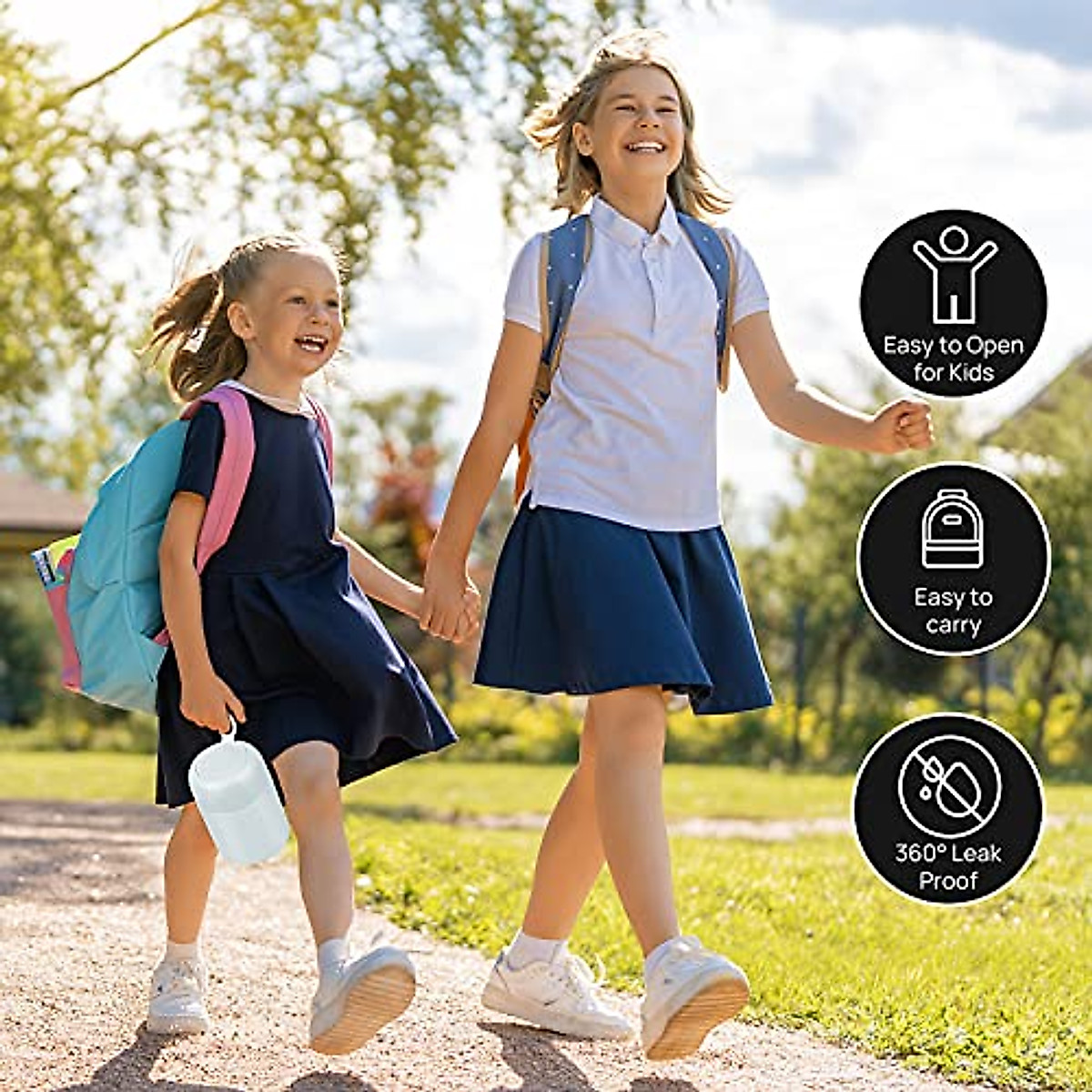 NewFation Thermos For Hot Food - 17 Oz Insulated Food Container With Foldable Fork& Spoon, Leak Proof Soup Thermoses For Adults, Food Thermoses Portable With Handle For Office Outdoors (Gray)