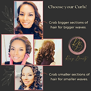 Heatless Curler by Roxy Beauty, Soft Cotton Filled, Satin No Heat Curling Rod Headband, 6 Piece Set, For Long or Short Hair, TikTok Curls, Rose Gold Color