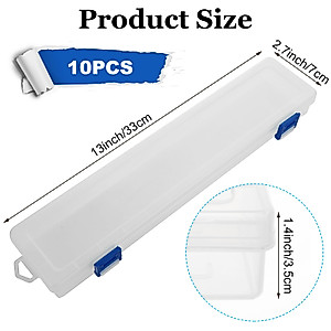 GBACHOOSE 10PCS Plastic Paint Brush Holder, 13x2.7x1.4 Inch Paint Brush Case Organizers Drawing Tools Storage Box, Long Paint Brush Case Watercolor Pen Pencil Container Buckle Design