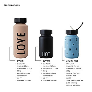 Design Letters Wide Mouth Bottle 11 Oz | Insulated water bottle Travel | Thermos Water Bottle | Thermo Flask Stainless Steel | Reusable Water Bottle for Men, Women | BPA/BPS Free Tumbler for Gym, work