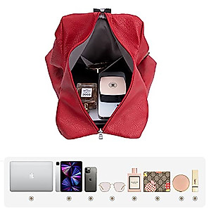 AngelKiss Women Mini Backpack Purse PU Leather Anti-theft Casual Shoulder Bag Fashion Ladies Satchel Bags RED/BROWN