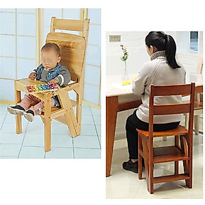 LUCEAE Step Stool Wooden Folding 4 Step Stool Portable Ladder Chair,Multifunctional Step/Stair Chair for Home Library/Closet/Bedroom Balcony