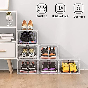 Shoe Storage Boxes Clear Plastic Stackable,3 Pack Acrylic Modular Shoe Organizer for Closet, Shoe Containers Case for Sneaker Storage, White-01
