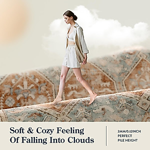 Lahome Vintage Fall Bedroom Rug 8x10 Under Bed, Large 8x10 Rugs for Living Room Machine Washable Area Rugs, Soft Geometric Stain Resistant Non Slip Rug for Dining Room Table Home Office