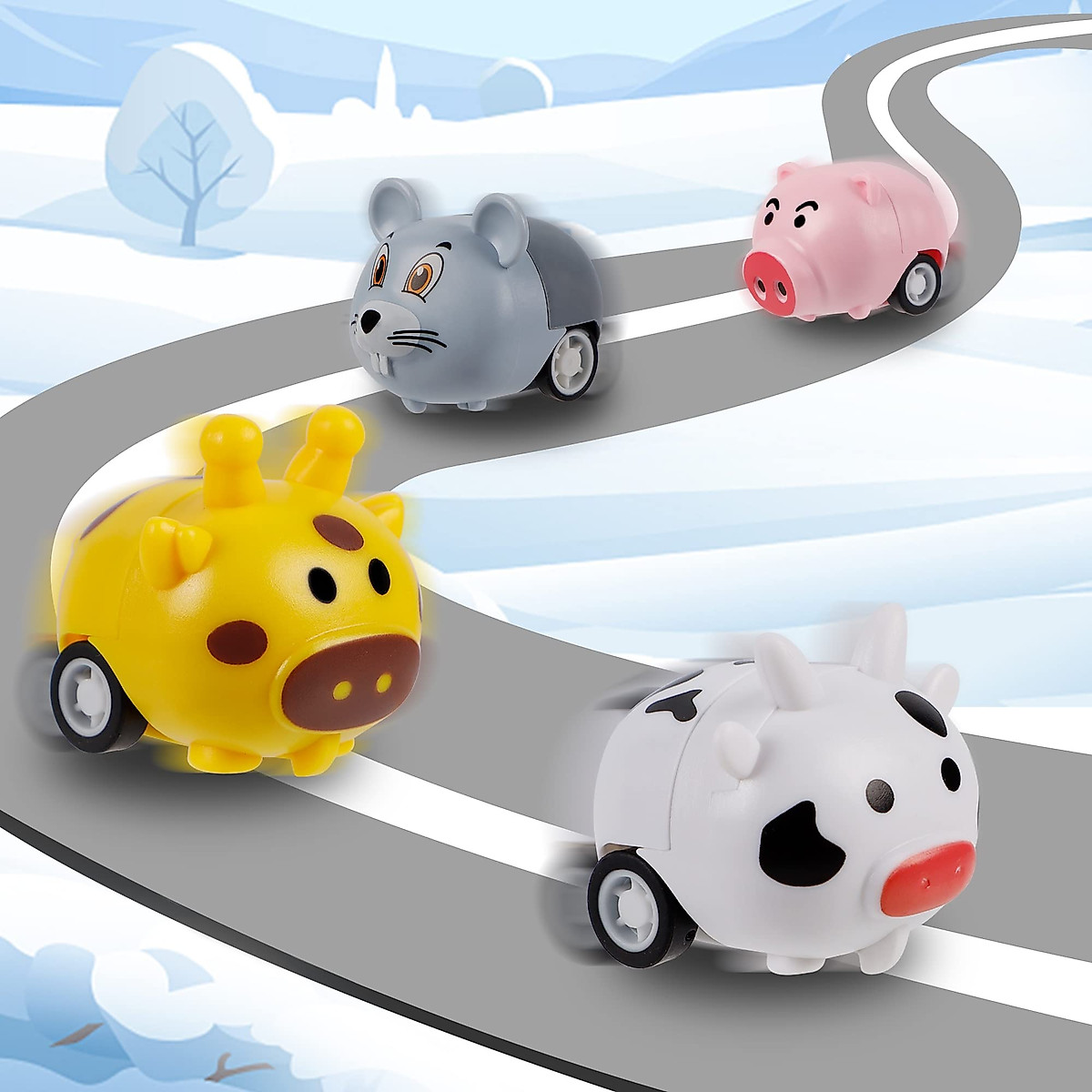 Juegoal Cars Advent Calendar 2023 for Kids, Animal Stocking Stuffer Toy Cars with 24 Different Pull Back Animals Vehicles Surprise Every Day, Race Cars Perfect for Toddler, Boys and Girls