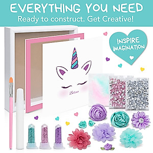 Amitié Lane DIY Unicorn Picture Craft Kit - Gifts for Girls - Create Your Own Wall Art Bedroom Decor with This Arts & Crafts Kit for Kids - Girls Toys and Birthday Gifts with Unicorns