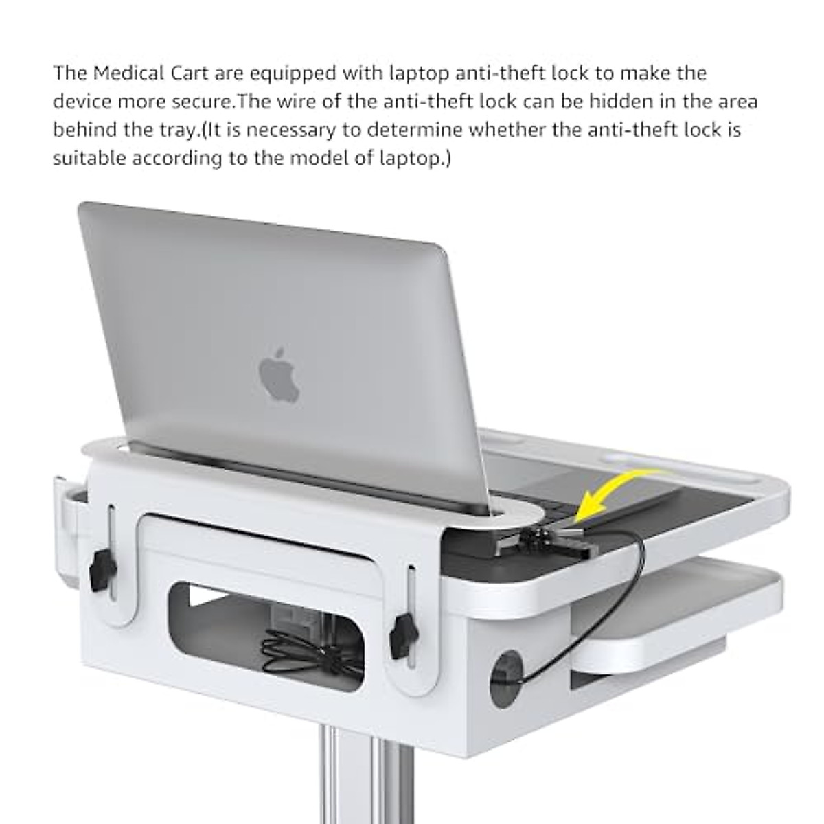 BEWISER Medical Cart Mobile Trolley Cart Height Adjustable Easy Installation Pallet Cart with Oral Scanner Holder Laptop Workstation（MTO-3）