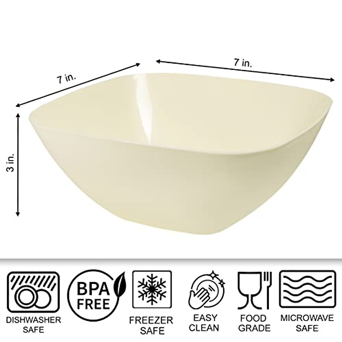 ARNO Serving Bowls Plastic Stackable Unbreakable Salad Cereal Soup Snack Fruit 36 OZ 4.5 cup (Set of 5) BPA Free