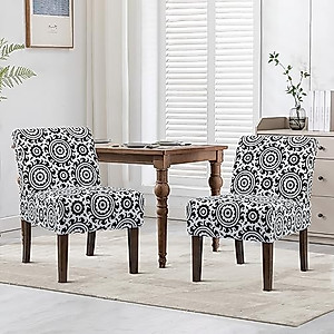 Phoenix Home Parsons Dining Room Chairs, Set of 4, Black Floral