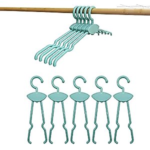 5 Packs Non Slip Folding Travel Hangers, Collapsible Clothes Hangers, Sweater Hangers No Shoulder Bump, Auto-Fold Hangers Space Saving for Baby Cloth (Blue)