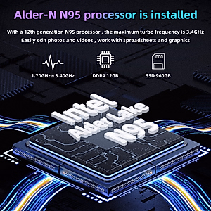 ZWYING Laptop【MS 2019 Office & Win 11 Pro】 14 inch 4K （3840 * 2160） All Metal 2 in 1 360° Convertible Laptop with Touchscreen 12th Alder Lake-N95 (up to3.4GHz) DDR5 12GB/960GB SSD Tablet Notebook PC