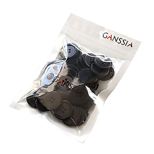 GANSSIA 1 Inch (25mm) Black Resin Buttons Sewing Flatback Button for Garment DIY Craft Decoration Pack of 50PCS