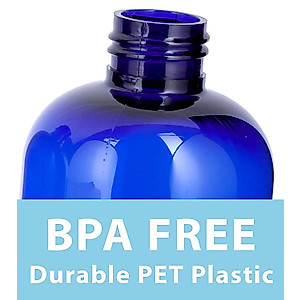 4 oz / 120 ml Cobalt Blue Boston Round PET Plastic Bottles with Black Lotion Pump (12 Pack)