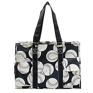 NGIL All Purpose Organizer Medium Utility Tote Bag 2018 Spring Collection (Baseball Black)