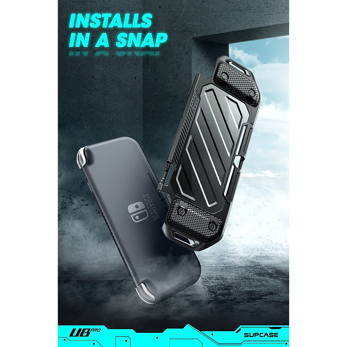 SUPCASE for Nintendo Switch Lite 2019 Case with Front Cover (Unicorn Beetle Forma), [Military-Grade Protection] [5 Game Card Storage Slots] Slim Protective Cover Accessories for Switch LiteFrost,Black