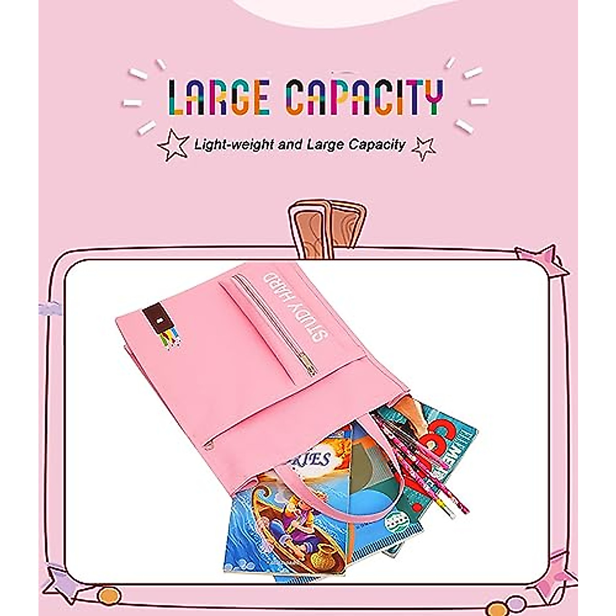 MINIQ Tote Bags for Teen Boys and Girls, Kids Tote Bag School Supply Organizer,Craft Tote Bag for Artist Courese & DIY