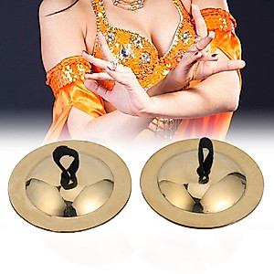 2 Pairs Copper Finger Cymbals Belly Dancing Finger Zills Mini Hand Bells Musical Instruments for Dancer Evening Party