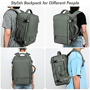 Rinlist Carry-on Travel Backpack For Women Men Flight Approved, Anti-theft Casual Daypack, Hiking Backpack Waterproof Sports Hand Luggage Rucksack, Travel Must Haves Essentials, Olive-green