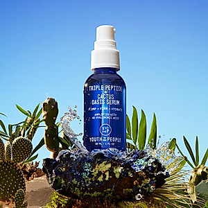 Youth To The People Triple Peptide + Cactus Oasis Face Serum - 4D Hyaluronic Acid Hydrating Serum + Skin Firming Peptides for Face & Malachite Minerals for a 3-in-1 Face Tightening Facial Serum (1oz)