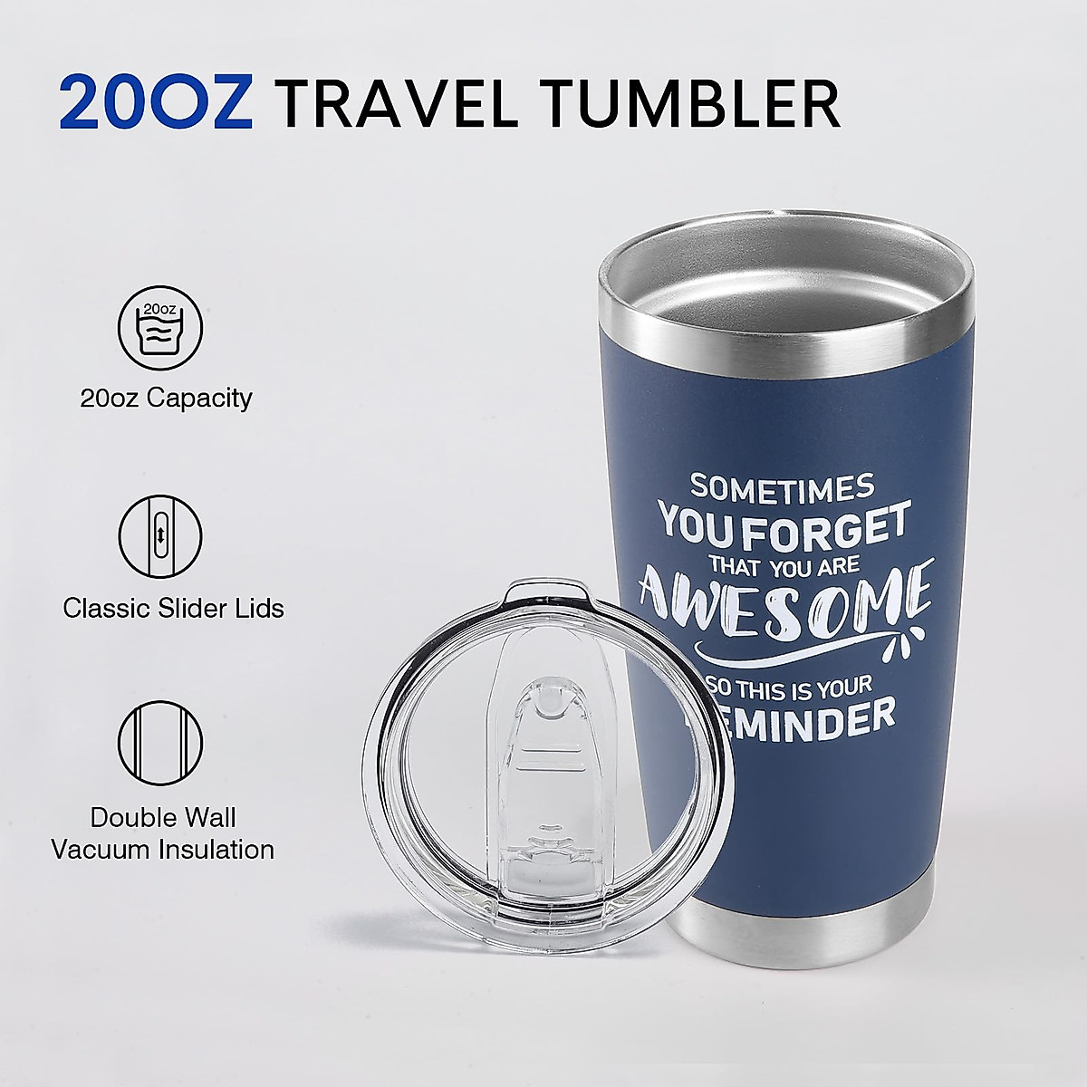 NOWWISH Christmas Gifts for Men, Inspirational Gift Tumbler, Birthday White Elephant Gifts for Men Dad Father Husband Boyfriend Best Friend - Navy Blue 20oz