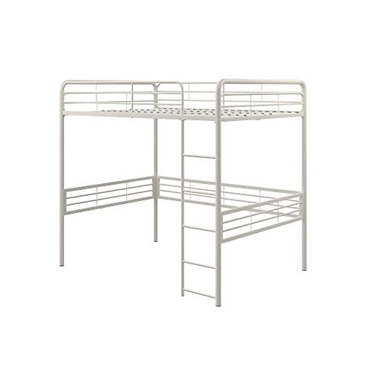 DHP Full Metal Loft Bed with Ladder Space-Saving Design, White