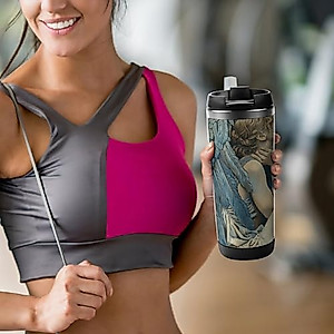 RTFGHJS 13oz Vacuum Insulated Stainless Steel Tumbler with Leakproof Lid Angel with Blue Wings 304 Stainless Steel Travel Mug Wide Mouth Coffee Cup for Hot & Cold Drinks (380ml)