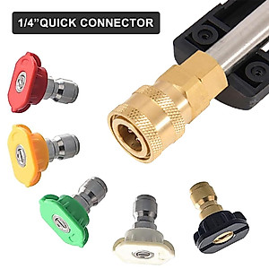 JWGJW Short Pressure Washer Gun with 5 Nozzle Tips,High Pressure Water Gun with M22-14 Male Plug and 1/4¡± Quick Connector - Foam Gun Kit Compatible with Foam Cannon.(JW-122)