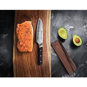 Cangshan TC Series 1021028 Swedish 14C28N Steel Forged 7-Inch Santoku Knife and Wood Sheath Set