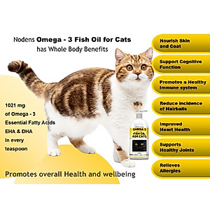 Fish Oil for Cats Natural Omega 3 Fish Oil Liquid for Pets - Cat Shedding Products, Cat Dandruff - Omega 3 Fish Oil for Cats Hairballs - Cat Health Supplies Omega 3 for Cat Vitamins and Supplements