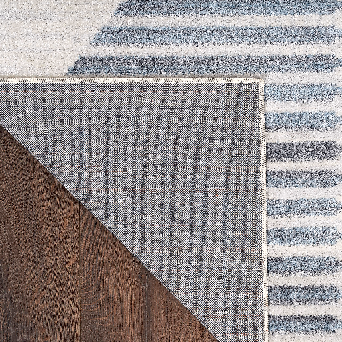 Nourison Astra Machine Washable Geometric Ivory Blue 7'10" x 10' Area -Rug, Easy -Cleaning, Non Shedding, Bed Room, Living Room, Dining Room, Kitchen (8x10)