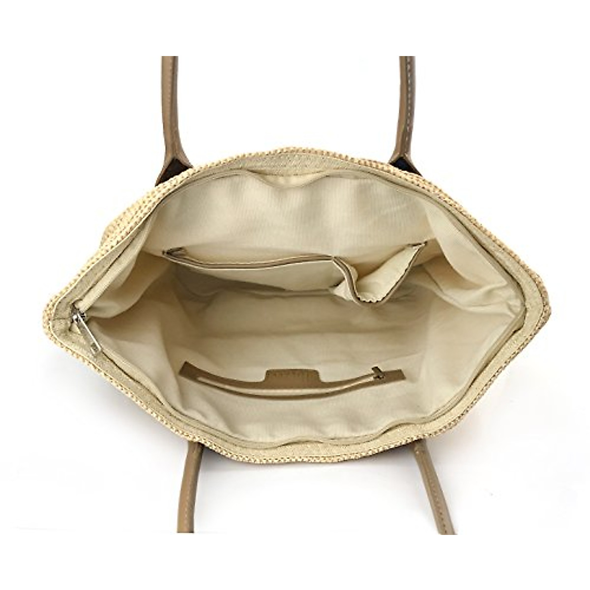 Striped Synthetic Straw Womens Tote Light Weight Vaction Shoulder Handbag (Navy)