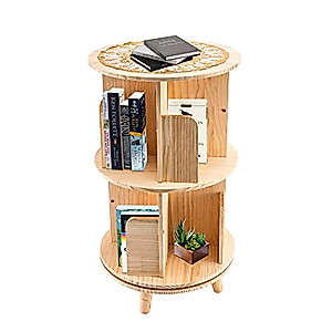 Futchoy Rotating Bookshelf, 360 2-Tier Display Floor Standing Bookcase Storage Rack for Kids & Adults Multi-Functional Bookshelf Organizer