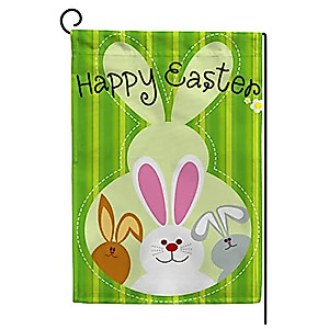 My Little Nest Seasonal Garden Flag Appy Easter Three Rabbits Vertical Garden Flags Double Sided for Home Farmhouse Yard Holiday Flag Outdoor Decoration Banner 12"x18"