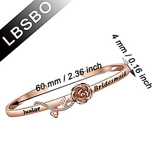 CENWA Junior Bridesmaid Bracelet Junior Bridesmaid Gift Bridesmaid Proposal Gift Junior Bridesmaid Rose Flower Cuff Bracelet (Junior Bridesmaid Br RG)