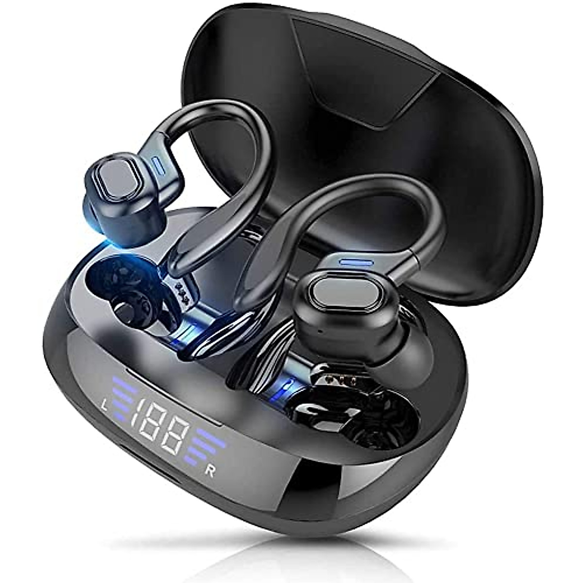 MUVLUX Conduction Headphone Bluetooth Headphones True Wireless Earbuds with Charging Case IPX6 Waterproof Hi-Fi Stereo Sound Earphones Built-in Mic in-Ear Headsets Deep Bass for Sport Running