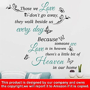 Quotes Saying Wall Decals Because Someone We Love is in Heaven Decal Peel and Stick Lettering Words Wall Stickers Memory Wall Decals Vinyl Inspirational Religious Wall Decal For Home Family Room Decor