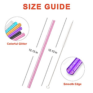 12 Pack Color Replacement Straws for Stanley Owala Simple Modern Tumbler, Yoelike 12in Long Reusable Glitter Straws Accessories for Tumbler Mug Cup, Dishwasher Safe and BPA Free