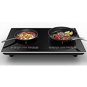 VBGK Double Induction Cooktop, 4000W Countertop Burner Hot Plate LCD Sensor Touch Energy-Saving Portable Induction Cooktops 2 Burner with Child Safety Lock & Timer, 110~120V