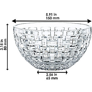 Nachtmann Bossa Nova Collection Bowl | Set of 2 Clear Crystal Glass Bowls | Basket Weave Glass Design | 6 Inch Mixing and Serving Bowl for Salad, Fruit and Snacks | Dishwasher Safe