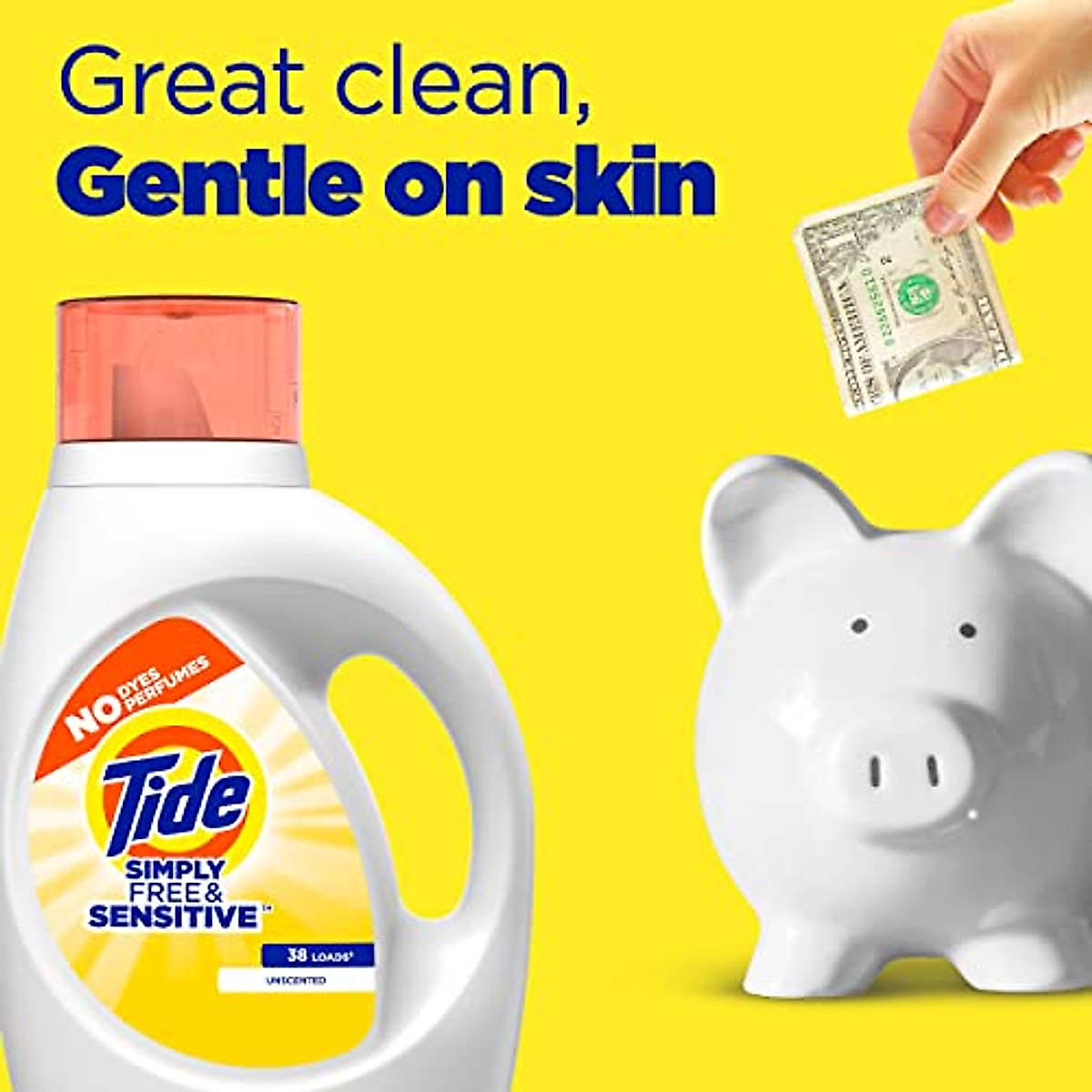 Simply Liquid Laundry Detergent, Free & Sensitive, 128 Oz, 89 Loads