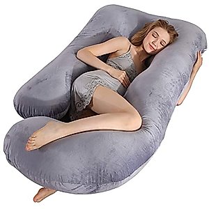 Victostar Pregnancy Pillow,57 inches U Shaped Maternity Pillow with Removable Cover Full Body Pillow Support for Back, Hips, Legs, Belly (Dark Gray)