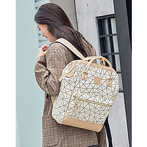 Refutuna Laptop Backpack, 15.6 Inch Work Backpack for Women, Nurse Bag, Teacher Bag, College School Laptop Bookbag, Waterproof Anti-theft Travel Business Backpack (Beige)