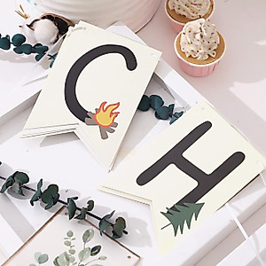 VAVAYAO A Happy Camper Card Banners - Little Explorer Banner, Happy Birthday Camper, More Fun Birthday, Keep Hiking, Our Happy Campers, Happy Campers Birthday Decorations, Campfire, Adventure Waiting, Woodland, A Happy Camper, Camping custom made.