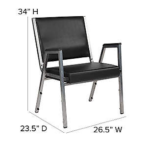 EMMA + OLIVER 1000 lb. Rated Black Antimicrobial Vinyl Bariatric Medical Reception Arm Chair