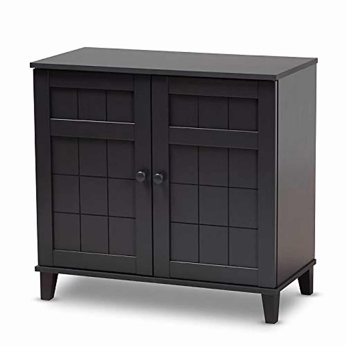 BOWERY HILL Contemporary 4-Shelf Wood Shoe Cabinet in Dark Gray