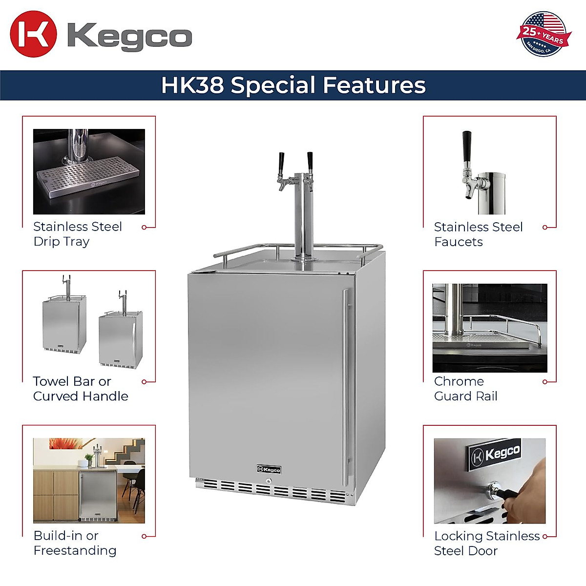 Kegco Kegerators, 2 Faucet, Left Hinge