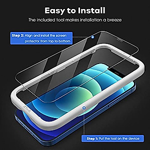JETech Full Coverage Screen Protector for iPhone 12/12 Pro 6.1-Inch, Tempered Glass Film with Easy Installation Tool, Case-Friendly, HD Clear, 3-Pack