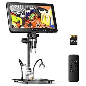 Elikliv EDM9 Max Digital Microscope: 10.1" 1500X 20MP HD IPS HDMI Coin Microscope Magnifier for Error Coins with Screen & Light, LCD Soldering Microscopes for Adults, PC/TV View, 64GB